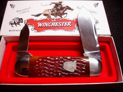 1996 WINCHESTER USA BUFFALO HEAD BURNT ORANGE BONE ELEPHANT TOE 29110 ...