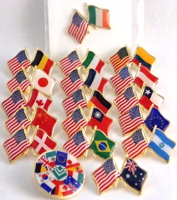 Flag Pin American w/International Flag New Lapel Pins Hard to Find ...