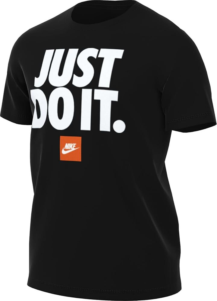 New Nike Sportswear T-Shirt JDI Just Do It Black White Orange | eBay