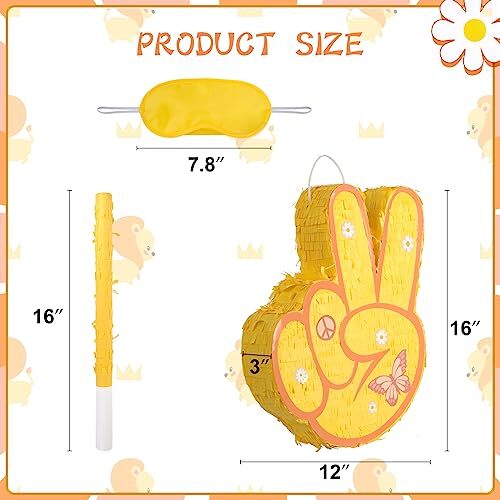 Two Groovy Pinata - Groovy Pinata with Blindfold and Bat for Kids ...