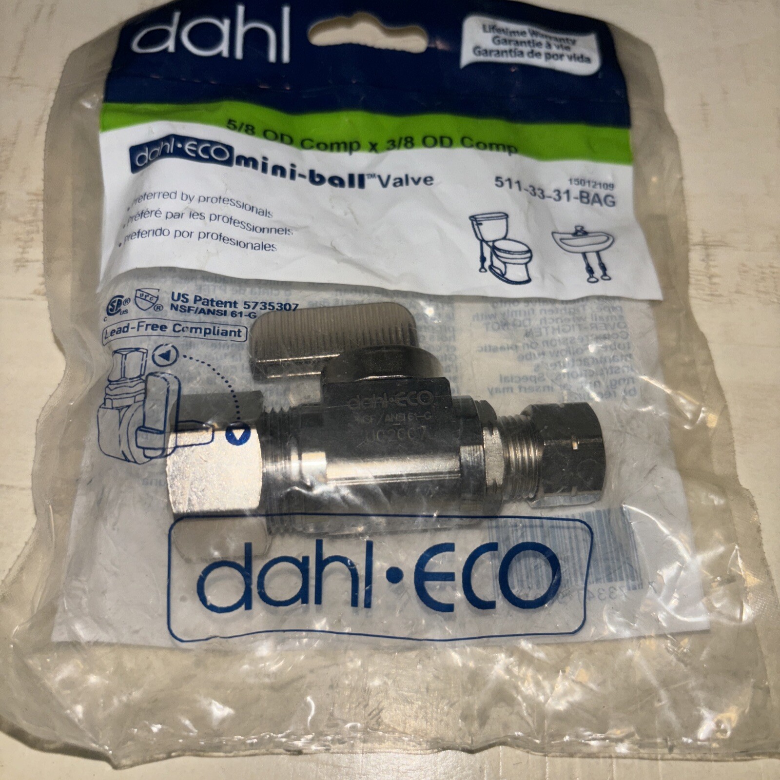 DAHL Mini-Ball Stop Valve 5/8" O.D. X 3/8" O.D. 511-33-31-BAG | eBay