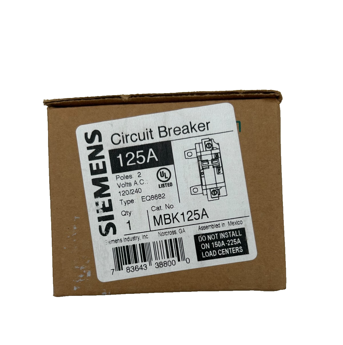 Siemens MBK125A Circuit Breaker 125A 2P 120/240VAC | eBay
