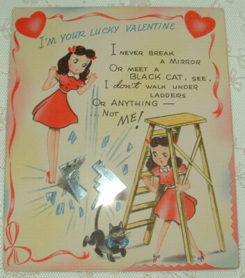 UNUSED - 1940's Gal, Bad Luck Charms - 1940's Vintage Valentine ...