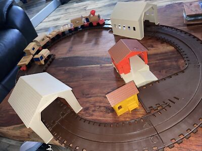Vintage Mattel Putt Putt Train Set Oval Plastic Track- Wooden Train '71 ...