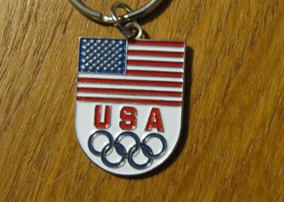 Team USA Olympic Keychain Key Ring US Flag Olympic Rings Enamel ...