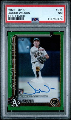 2025 TOPPS FIRST CARD GREEN #314 JACOB WILSON ROOKIE RC /99 PSA 7 AUTO ...