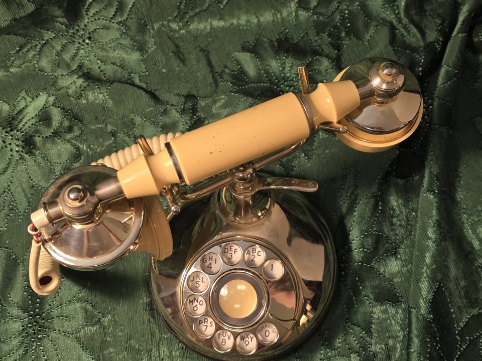Vintage Rotary Dial Landline Desk Phone Victorian French Style Brass ...