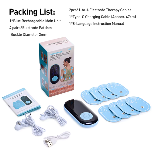 18 Modes 8 Pads Mini Full Body Massager Dual Channel TENS Unit EMS NMES ...