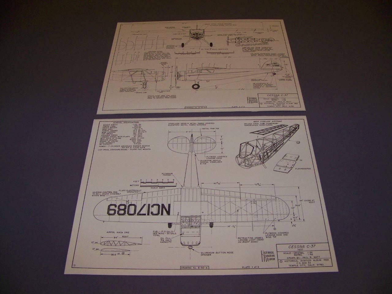 VINTAGE..1937 CESSNA C-37 AIRMASTER...4-VIEWS/SPECS...RARE! (177) | eBay