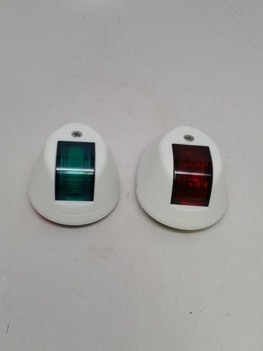 MARINE BOAT PAIR OF GREEN RED NAVIGATION SIDE LIGHT WHITE NYLON HOUSING ...