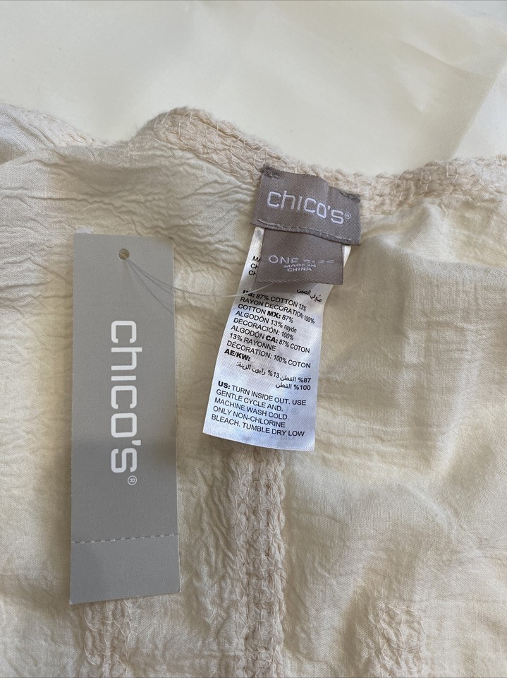 Chico's Floral embroidered Ruana Wrap Neutral NWT One Size OS | eBay
