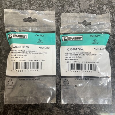 Panduit CJ688TGIW Snap In Connector Mini-Com TX6 PLUS UTP Cat 6 Off ...
