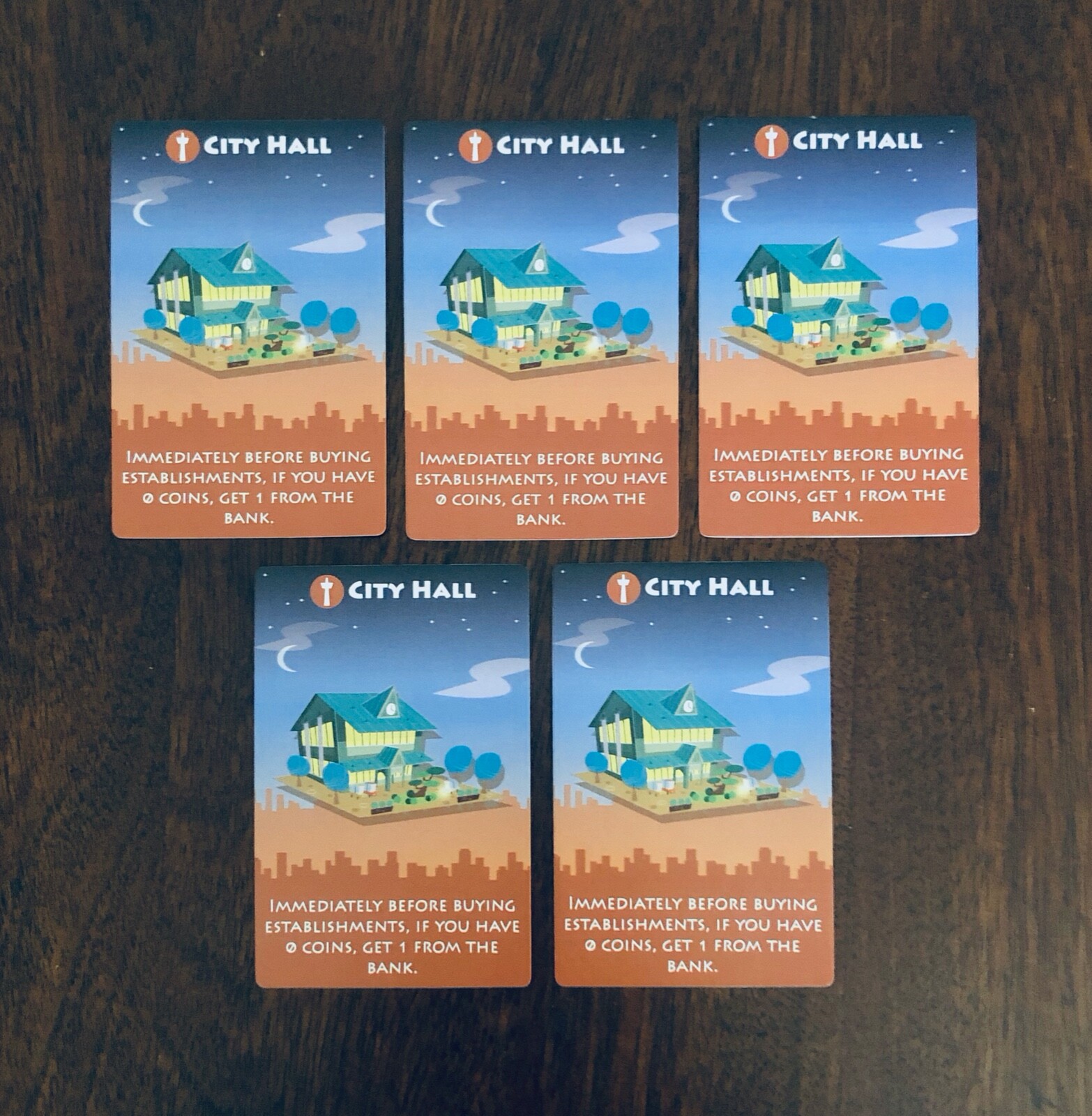 Machi Koro Bright Lights Big City (City Hall) Lot of 5 Starter Cards ...