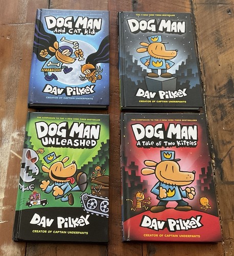 4x Dog Man Books Graphix Unleashed Cat Kid Two Kitties HC VGC FREE ...