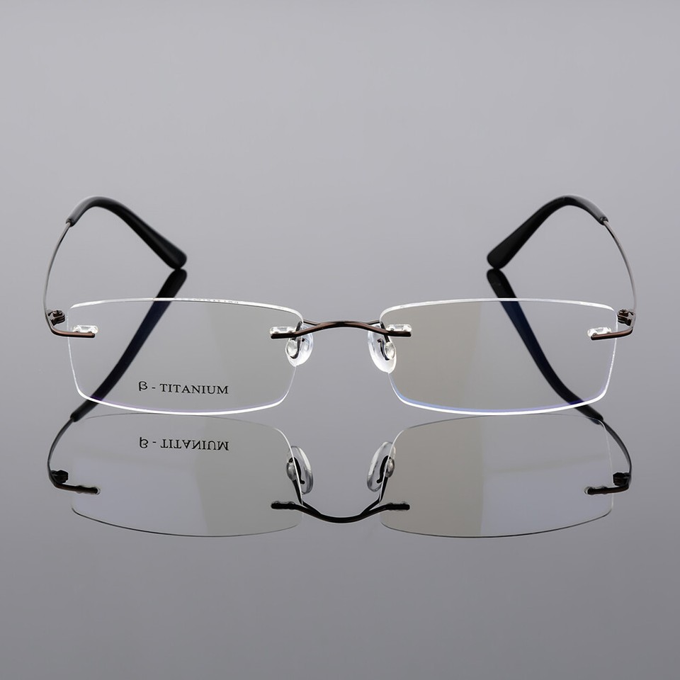 New Men's Rimless Flexible Titanium Eyeglasses Frame Ultra Light ...