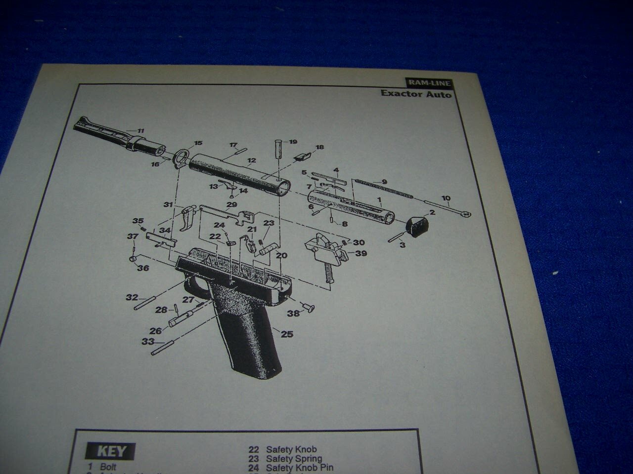 RAM LINE EXACTOR AUTO & RAVEN P-25/MP-25 AUTO ..LEGEND/EXPLODED VIEW ...