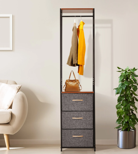 Tall Industrial Furniture Metal Open Wardrobe Narrow Clothes Storage ...