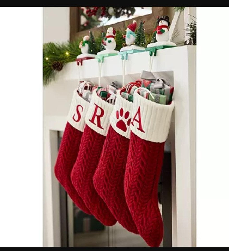 21" Premium St. Nicholas Knit Monogram Christmas Stocking, Pick Letter ...