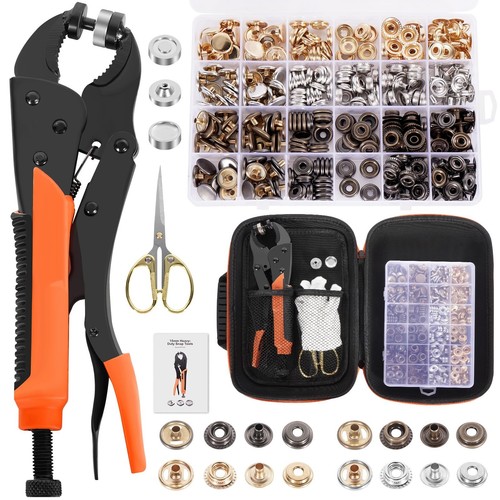 Heavy-Duty Snap Button Kit with Magnetic Pliers – 100 Brass Snap Sets ...
