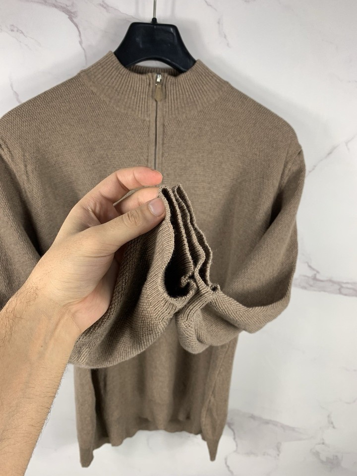 Stenstroms Half Zip Sweater Camel Beige Merino Wool Pullover | eBay UK