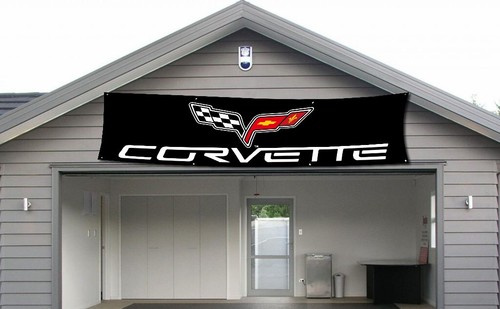 Corvette Banner Flag 2x8FT Racing Car Show Wall Decor Flag Garage Shop ...