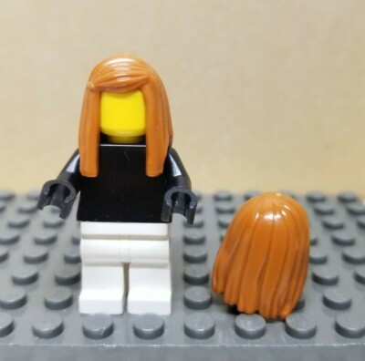 LEGO Minifigure Hair Red Orange Long Straight Pulled Back Combed Bangs ...
