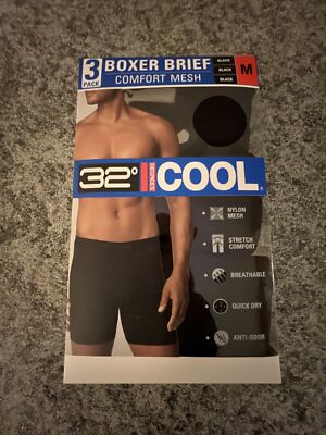 Men's 32 Degrees Cool 3 Pack Comfort Nylon Mesh Quick Dry Boxer Briefs ...