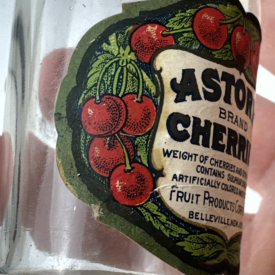 Vintage Astoria Brand Cherries Jar 3” Glass Bottle Fruit Products ...
