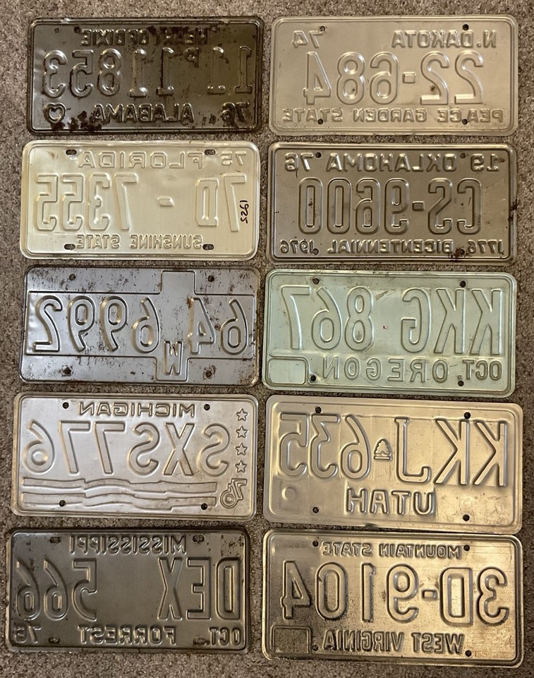 1976 License Plates (10 Singles All Different States) All Different | eBay