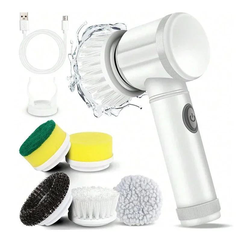 Electric Spin Scrubber with 5 Brush Heads & Extendable Handle – 5-in-1 ...