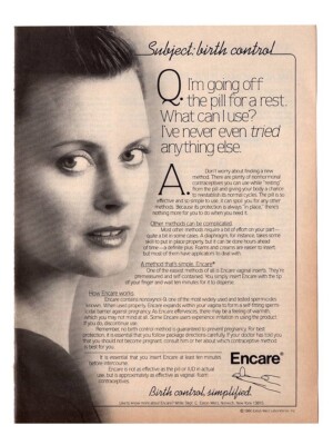 vintage 1970s magazine ad Encare® Birth Control family planning pretty ...