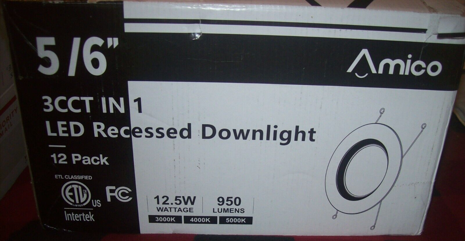 Amico White 950 Lumens 5/6 Inch 3CCT In 1 LED Recessed Downlight Box of ...