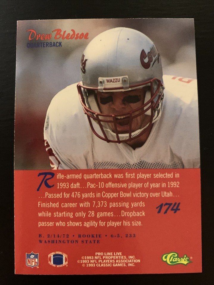 1993 Pro Line Classic Live Drew Bledsoe Rookie Card | eBay