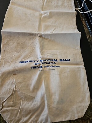 VTG. MONEY/COIN CANVAS BANK BAG SECURITY NATIONAL BANK, RENO, NEVADA | eBay
