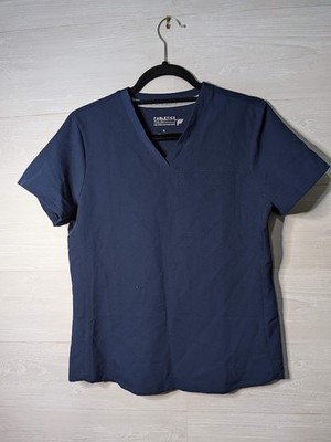 Fabletics Women's ION Scrub Top Navy Blue Small S V-Neck Pocket STRETCH ...