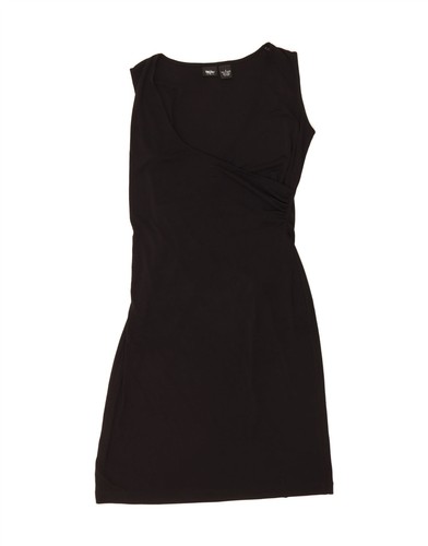 MOSSIMO Womens Sleeveless Sheath Dress UK 10 Small Black Polyester DM19 ...