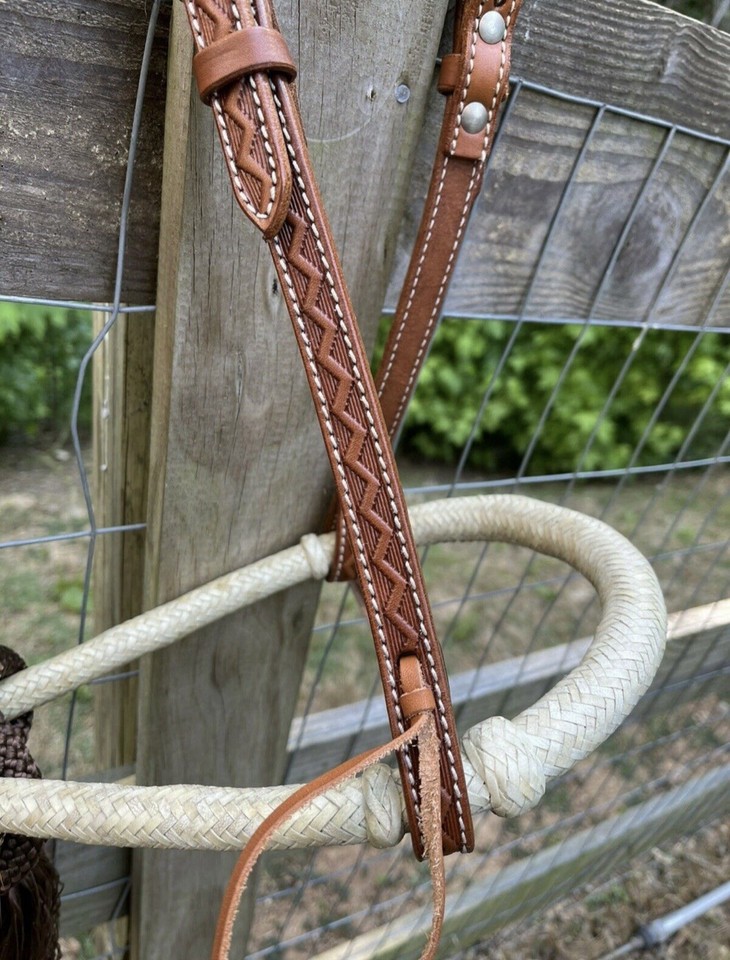 Bitless Hackamore Rawhide Bosal and Mecate Rein Complete Set New Horse ...