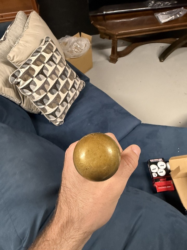 Vintage Wood and Brass Walking Stick Cane WS Heavy Solid Brass Top Oak ...