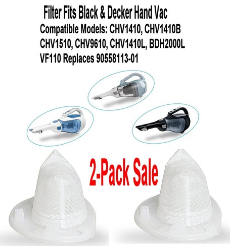 2-Pack VF110 Filter Fits Black + Decker Vacuum Dustbuster Lithium Hand ...