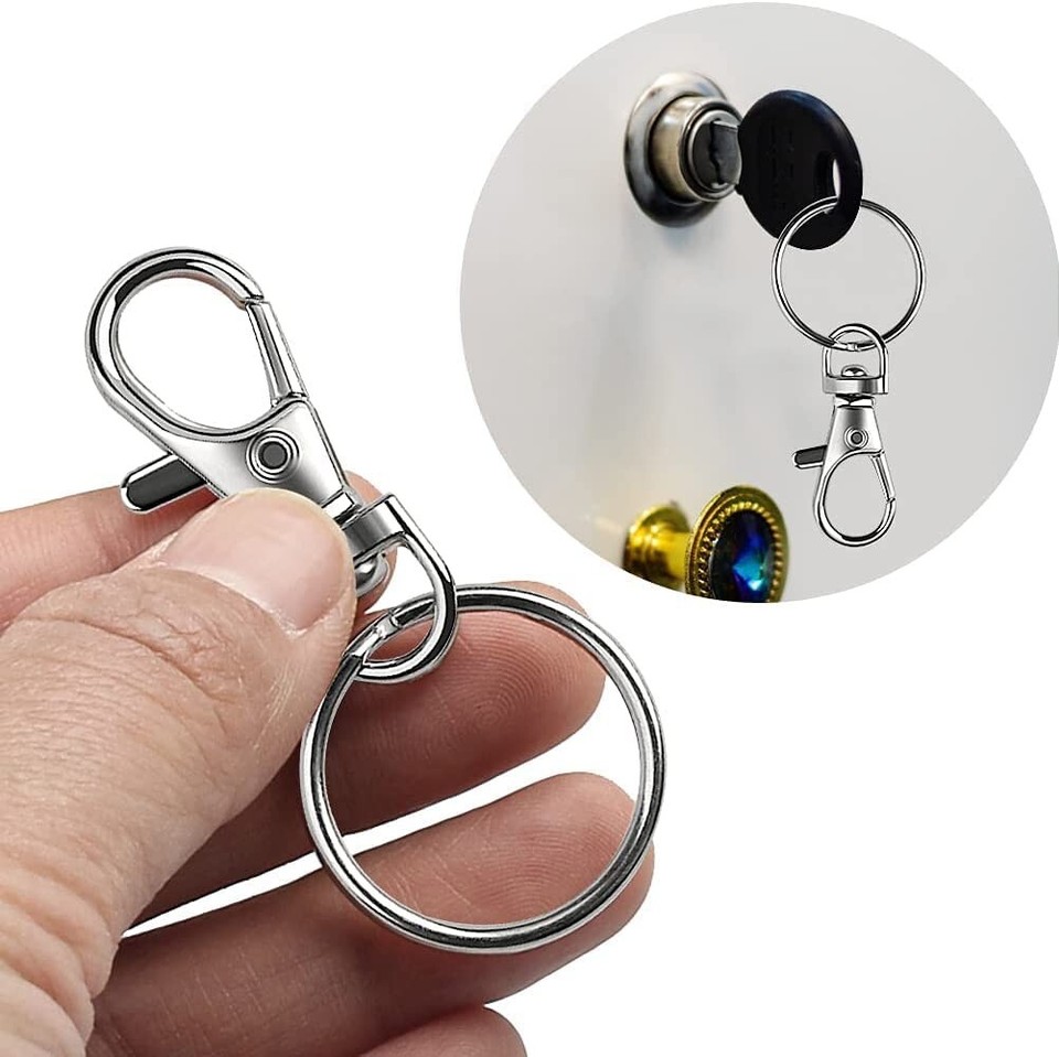 Stainless Steel Lobster Clasp 38 mm Trigger Swivel Clasps Split Fob Key ...