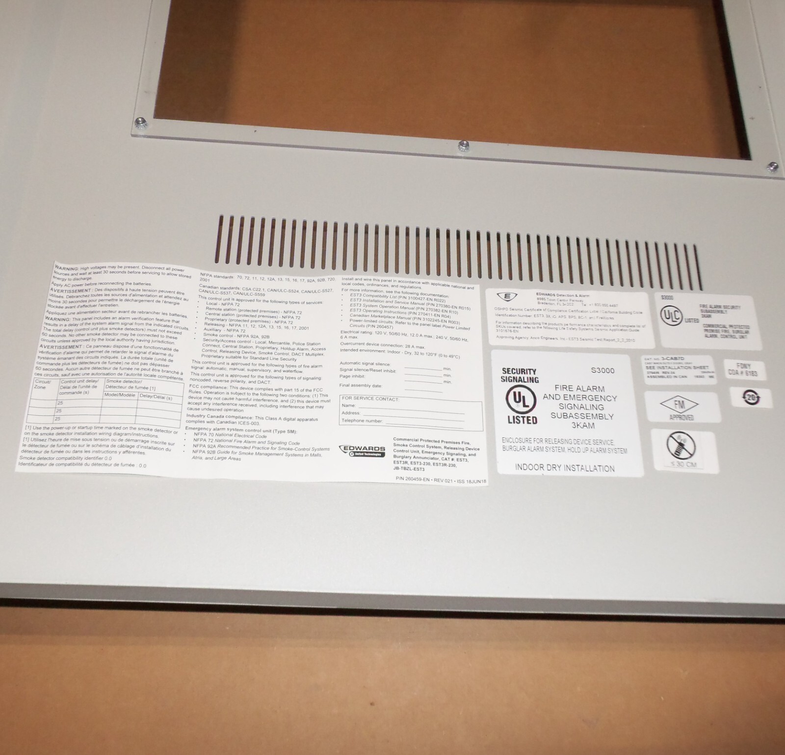 EDWARDS EST3 COMMERCIAL FIRE ALARM EMERGENCY SECURITY PANEL CONTROL ...