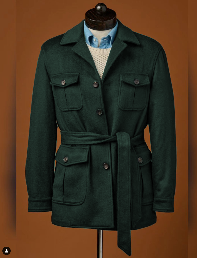 Vintage Men's Suits With Belts Wool Safari Jackets 4 Pocket Hunting ...