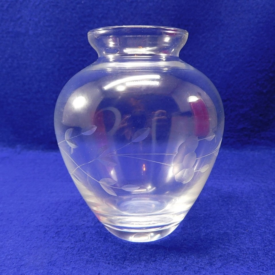 Vintage Princess House Crystal Vase Etched Floral #411 4" Original Box ...