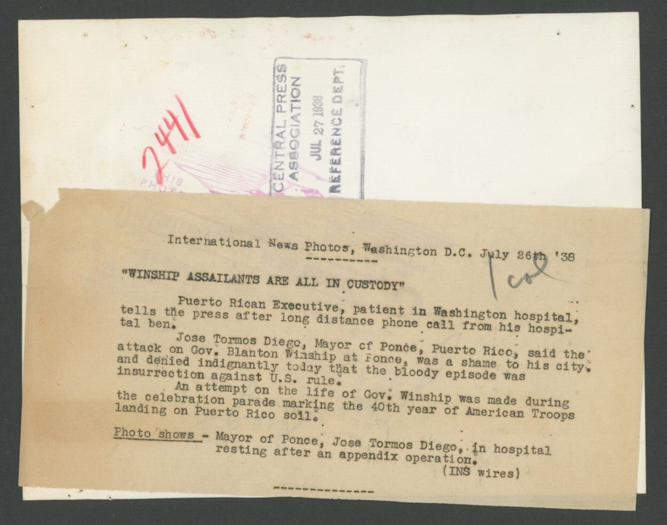 VTG PRESS PHOTO / JOSE TORMOS DIEGO / MAYOR OF PONCE PUERTO RICO 1938 ...