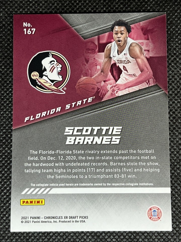 2021 Panini Chronicles DP SCOTTIE BARNES RC #167 ROOKIE CARD Florida ...