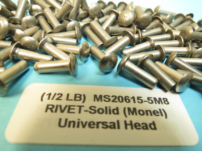 MS20615-5M8 MONEL Solid Rivet Universal Head Aircraft Aerospace Lot = 1 ...