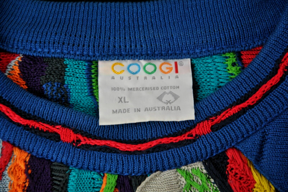 VTG Coogi Australia Cotton Sweater XL 3D Biggie Smalls Cosby Multicolor ...