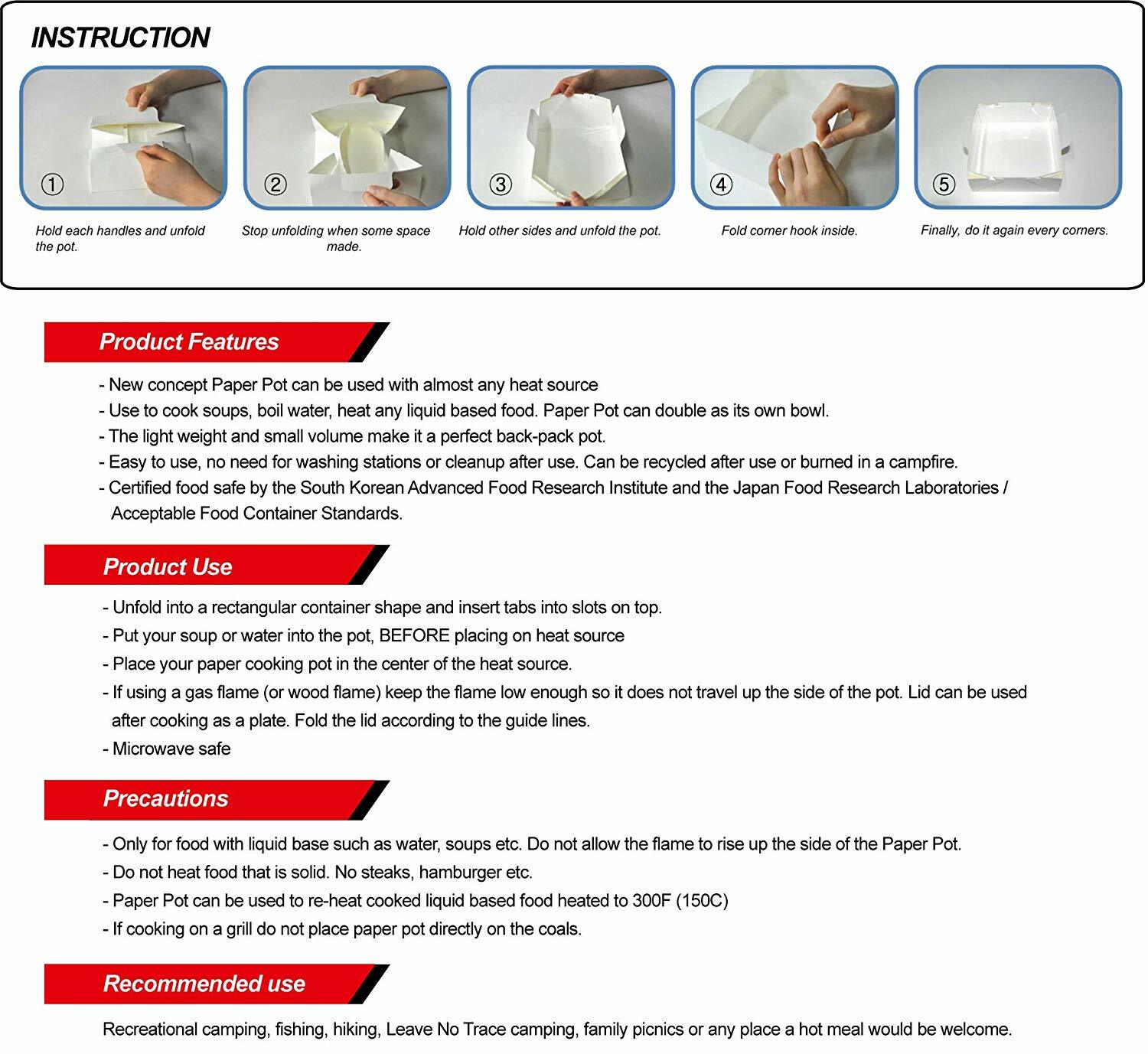 New Gen Portable Paper Cooking Pot for Camping-Traveling (4 Set ...