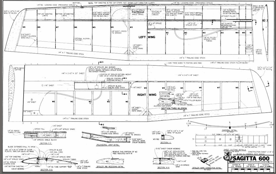 SAGITTA 600 Sailplane, Glider, 79 in WS RC AIrplane Printed Plans | eBay