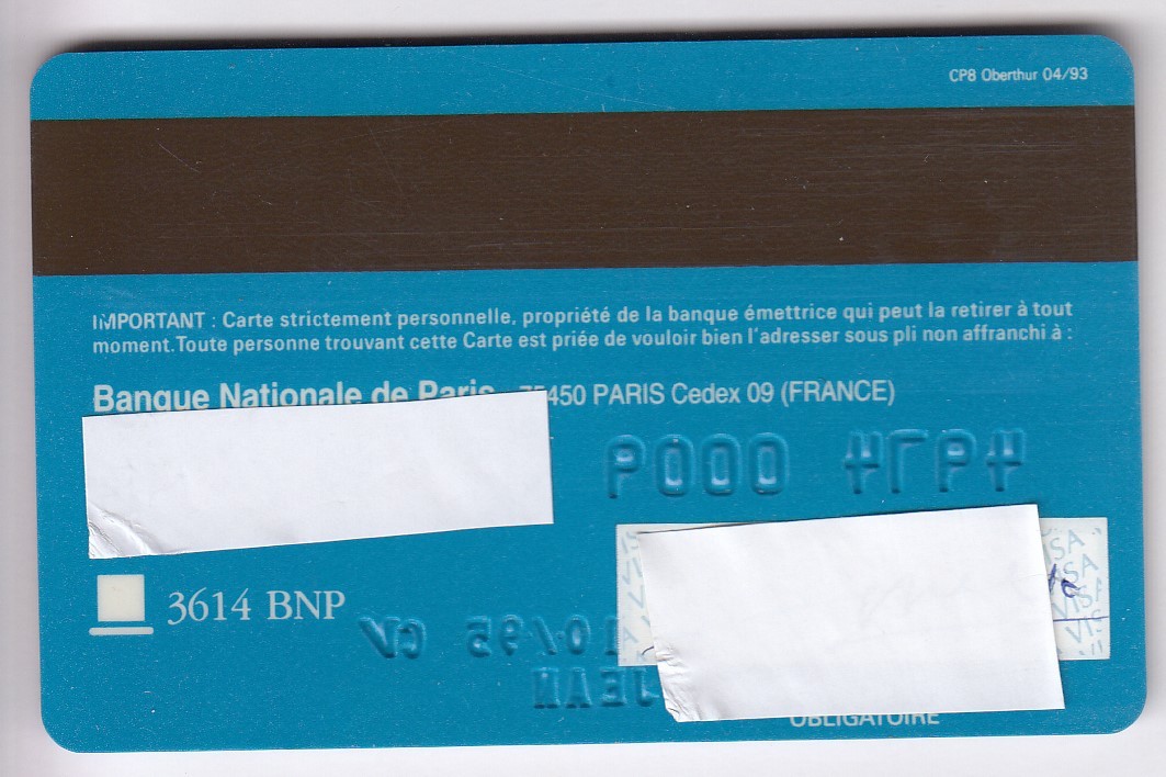 CARTE / CARD BANQUE BANK CREDIT .. ANCIENNE OLD CB OBERTHUR BULL CP8 ...